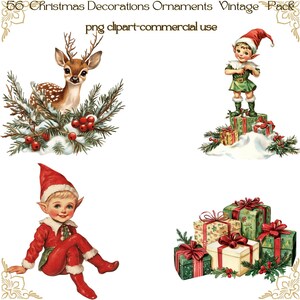 62 Retro Vintage Christmas Decorations Ornaments/ CLIPART/DIGITAL ...
