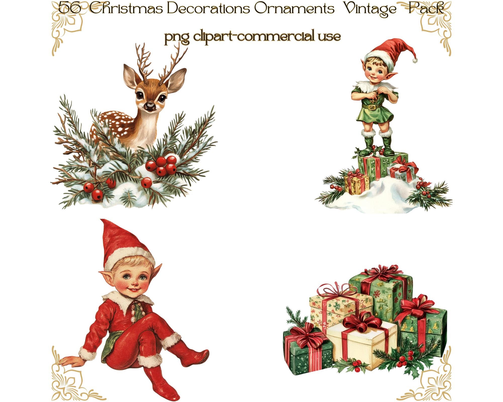 62 Retro Vintage Christmas Decorations Ornaments/ CLIPART/DIGITAL ...
