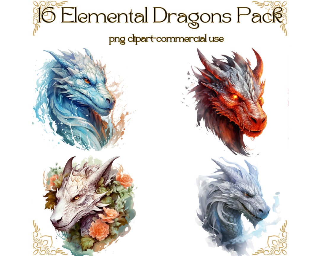 16 Elemental Dragons Pack /CLIPART/DIGITAL DOWNLOAD - Etsy