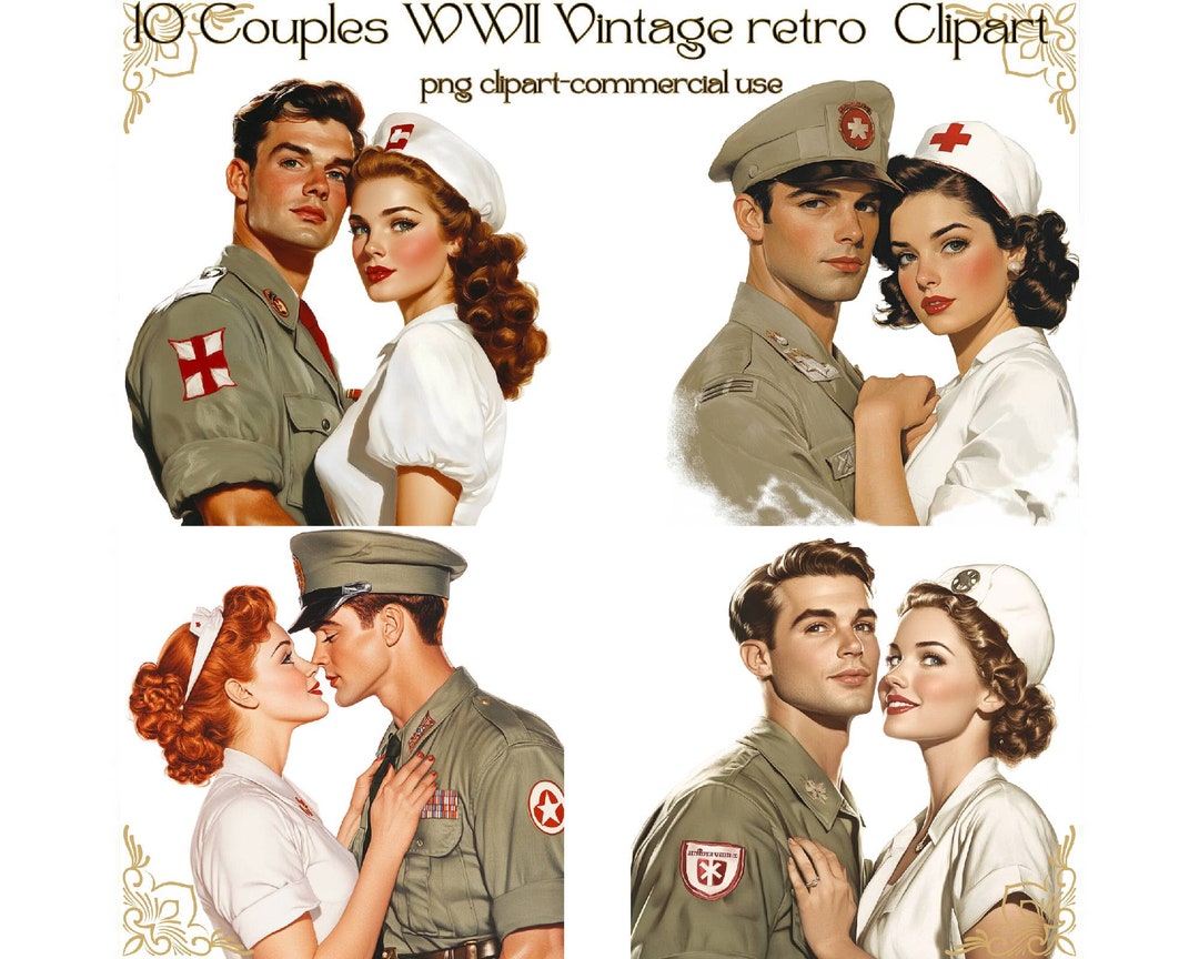 10 Love Story WWII Couple Vintage /CLIPART/DIGITAL Download - Etsy