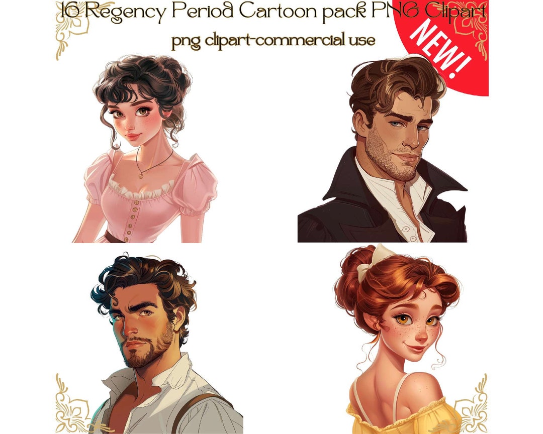 16 Regency Period Cartoon Style/ /CLIPART/DIGITAL DOWNLOAD - Etsy