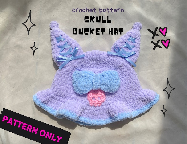 Kawaii CROCHET PATTERN 2in1 SKULL Crochet Bucket Hat Kawaii - Etsy