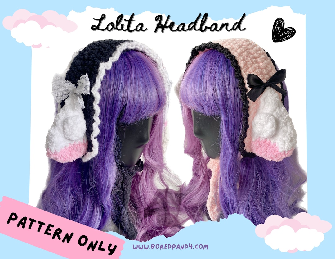 Crochet Pattern Crochet Lolita Headband With Chobits Ears Chii Cosplay ...