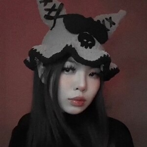 Kawaii CROCHET PATTERN 2in1 SKULL Crochet Bucket Hat Kawaii Cute Gift ...