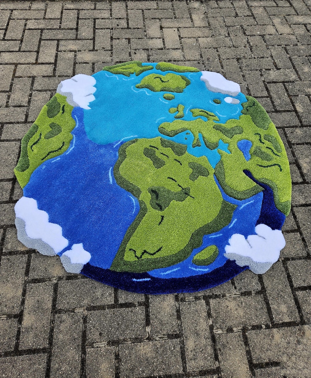 Handmade Tufted Earth Rug: 3D Planet Design, Space Decor - Etsy