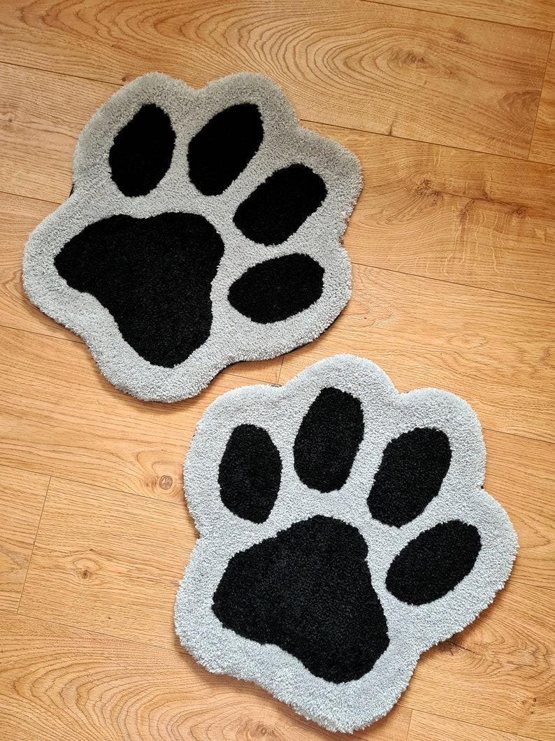 Handmade Tufted Paw Print Rug: Nursery Decor, Pet Feeding Mat - Etsy