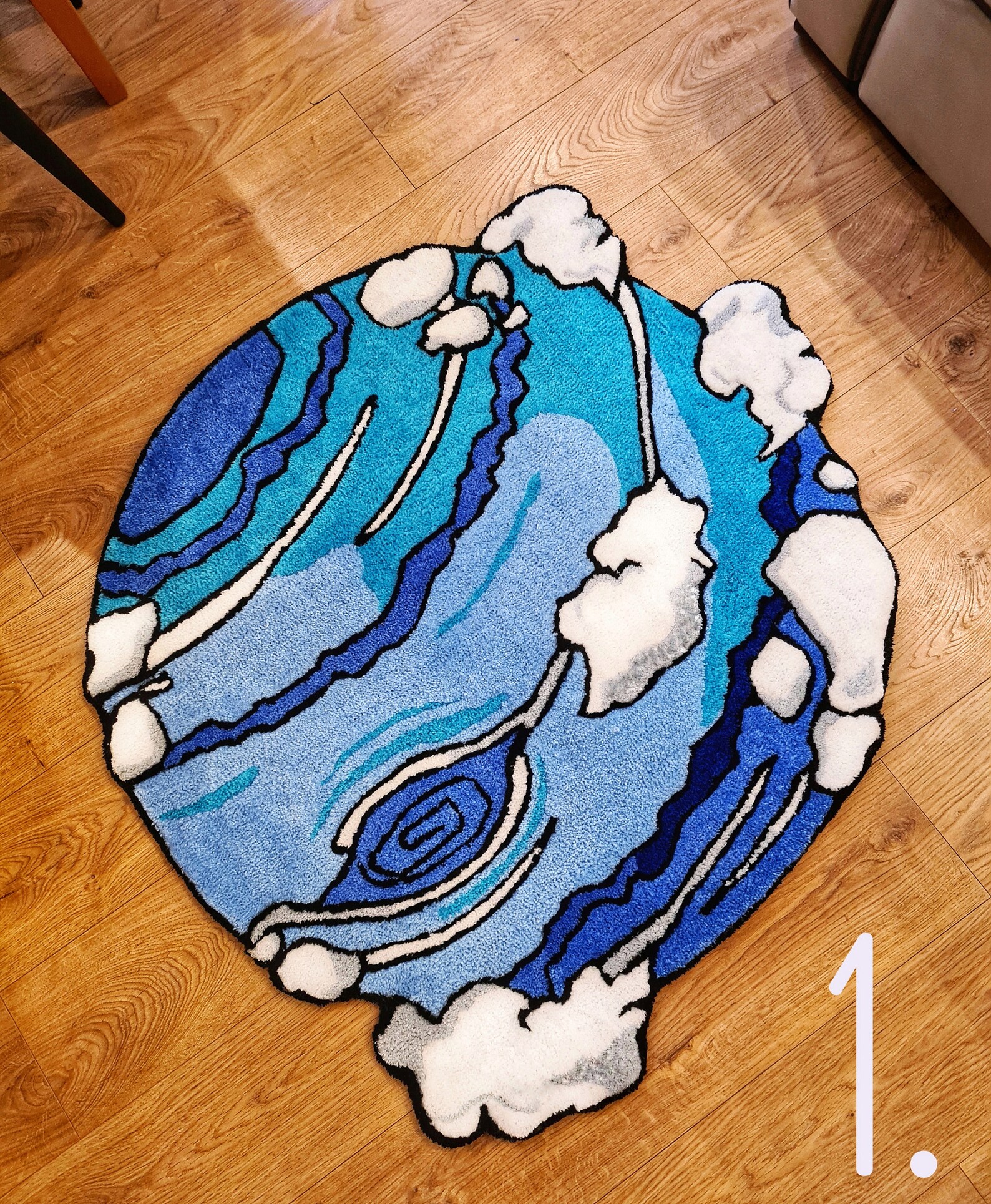 Handmade Tufted Earth Rug: 3D Planet Design, Space Decor - Etsy
