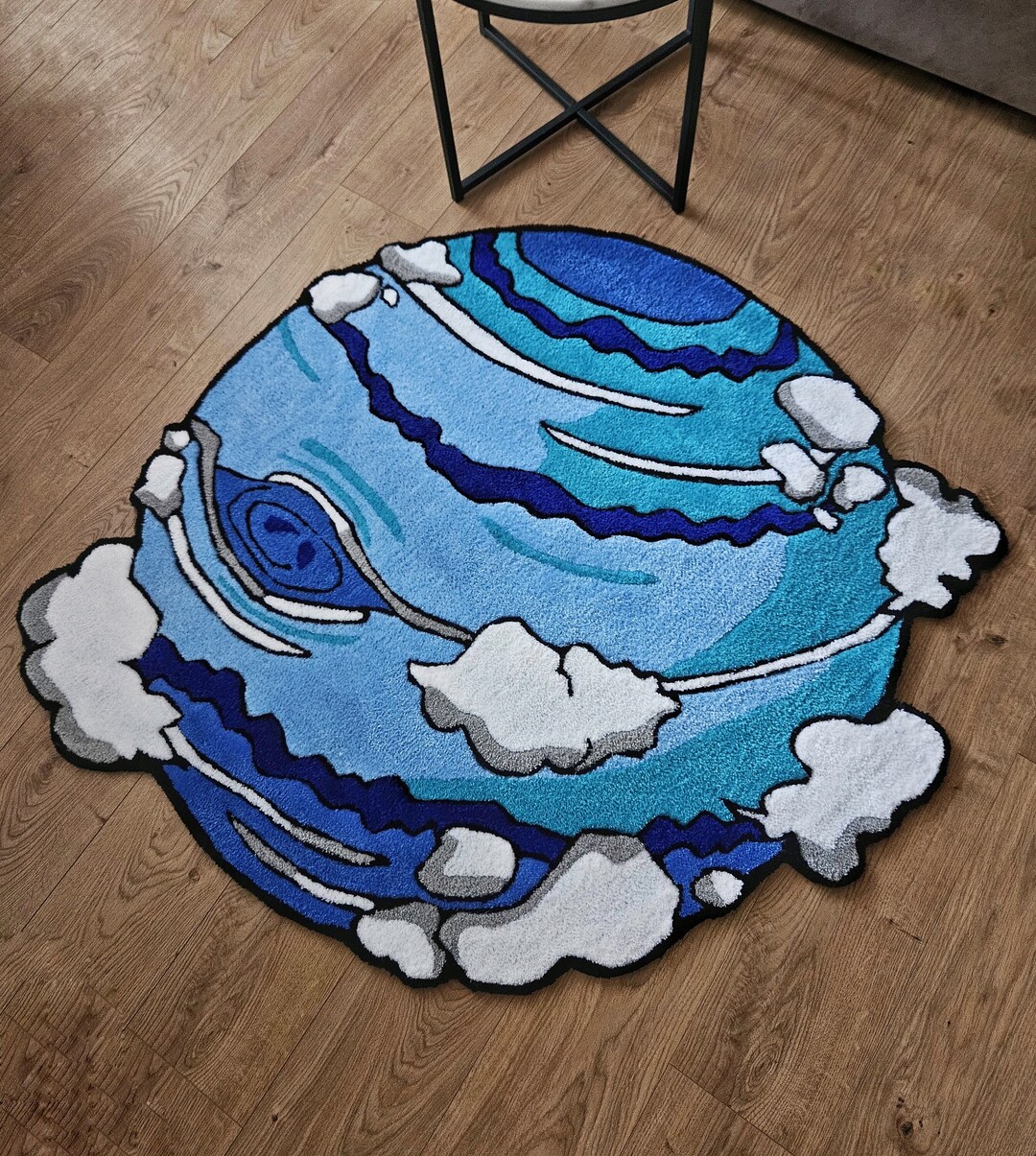 Blue Planet Tufted Rug - Handmade Space Theme Wall Art, Nursery Decor ...