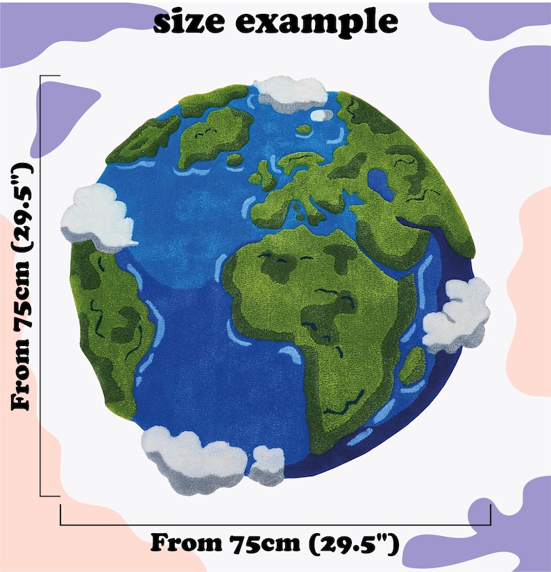 Handmade Tufted Earth Rug: 3D Planet Design, Space Decor - Etsy