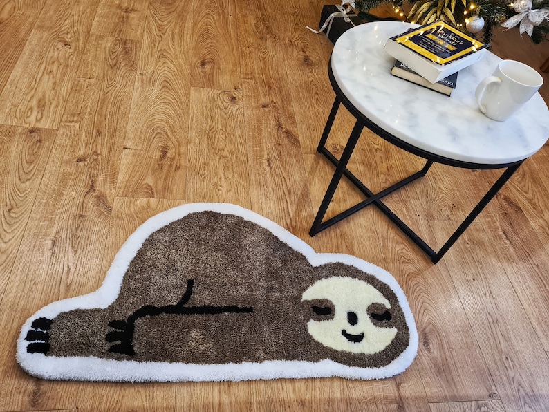 Handmade Tufted Rug, Cute Chill Sloth, Home Decor Living Room Bedroom ...