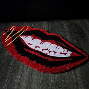 Edgy Lips Tufted Rug | Modern Area Decor | Wall Art | Unique Birthday ...