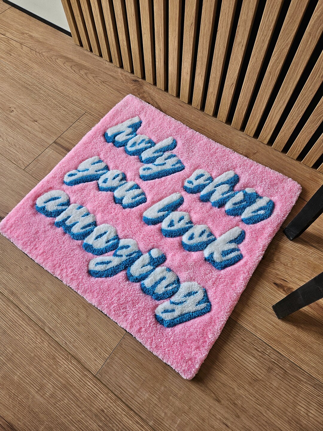 Small Tufted Rug With Affirmation Quote Bedroom Decor Cute Accent