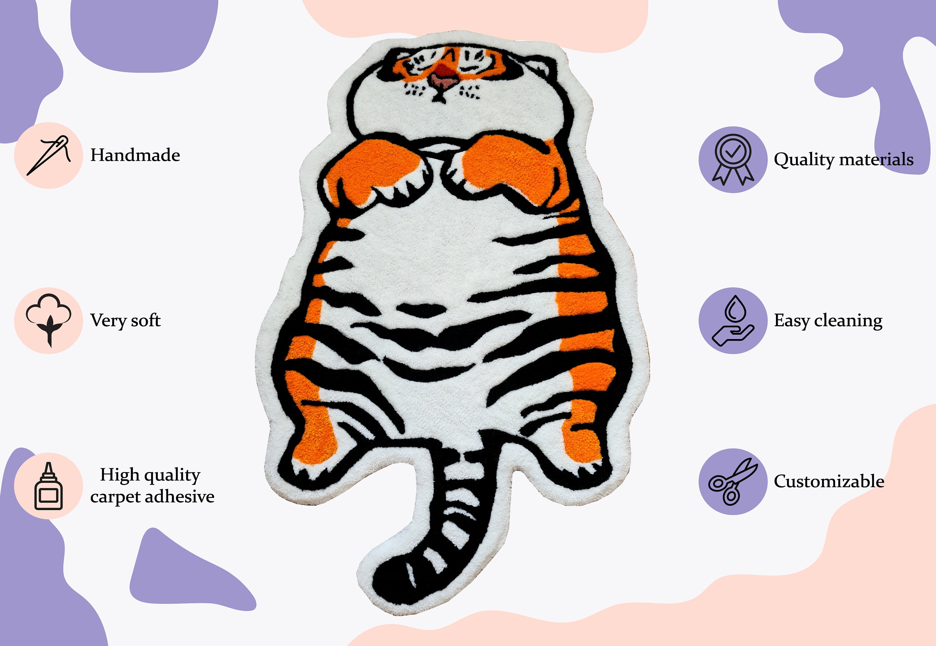 Cute Sleeping Tiger Handmade Tufted Rug, Nursery Rug, Kids Room Decor ...