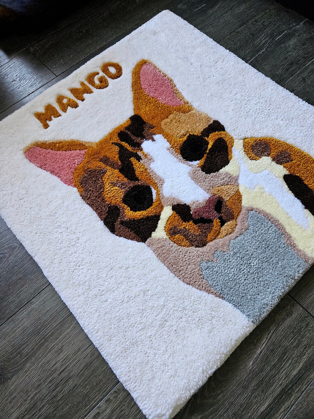 Personalized Pet Portrait Tufted Rug, Handmade Custom Pet Rug, Name ...