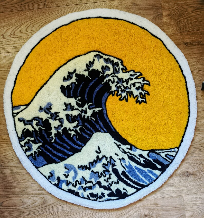 The Great Wave Handmade Tufted Rug Cute Home Decor Living - Etsy