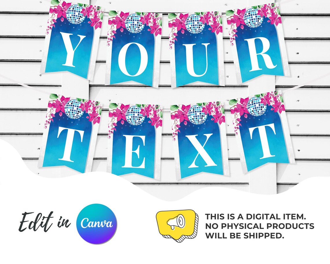 Mediterranean Banner Template, Greece Theme Editable Bunting, Custom ...
