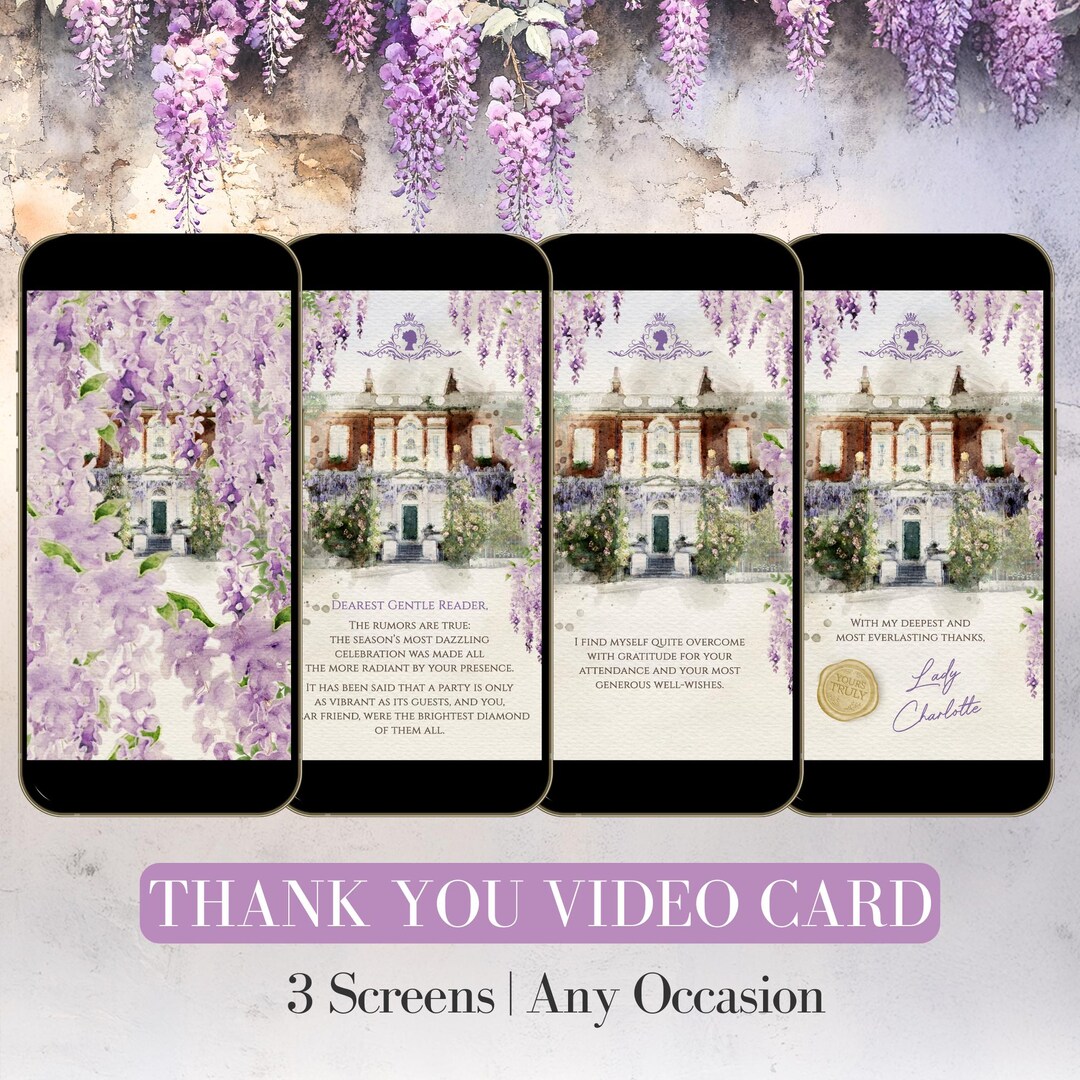 Regency Thank You Card, Victorian Era Bridal Shower Video, Birthday ...