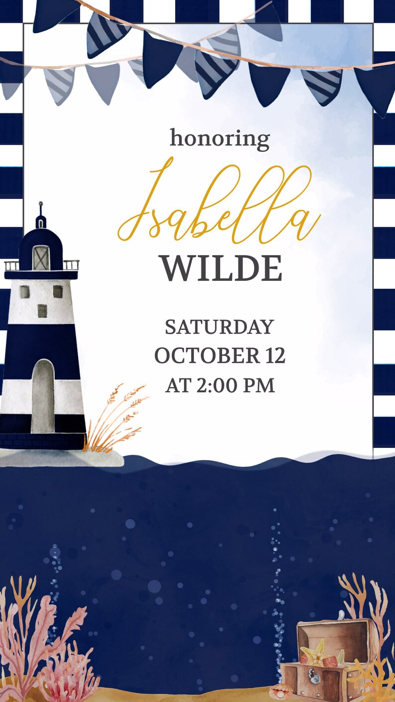 Nautical It's a Boy Baby Shower Video Invitation Navy - Etsy