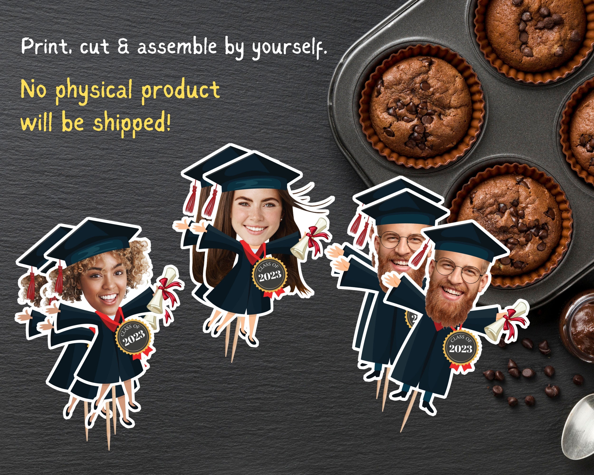 Graduation Cupcake Toppers With Photo Class of 2023 Cupcake - Etsy ...