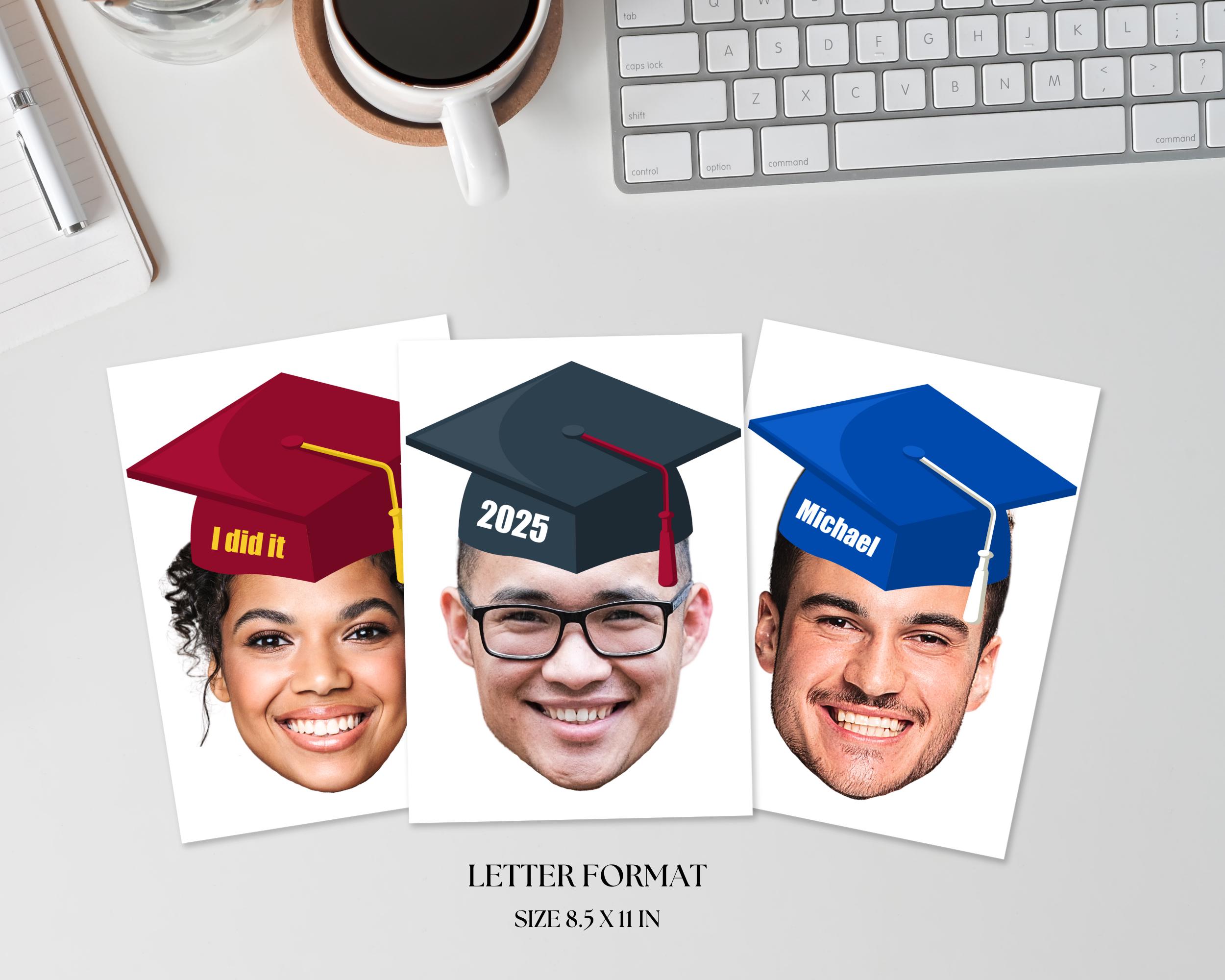 Graduation Face on a Stick Canva Template, DIY Class of 2025 ...