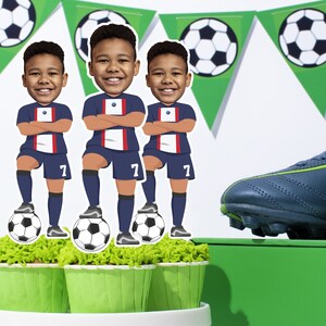 Soccer Player Cupcake Toppers With Photo, Soccer Birthday Cupcake ...
