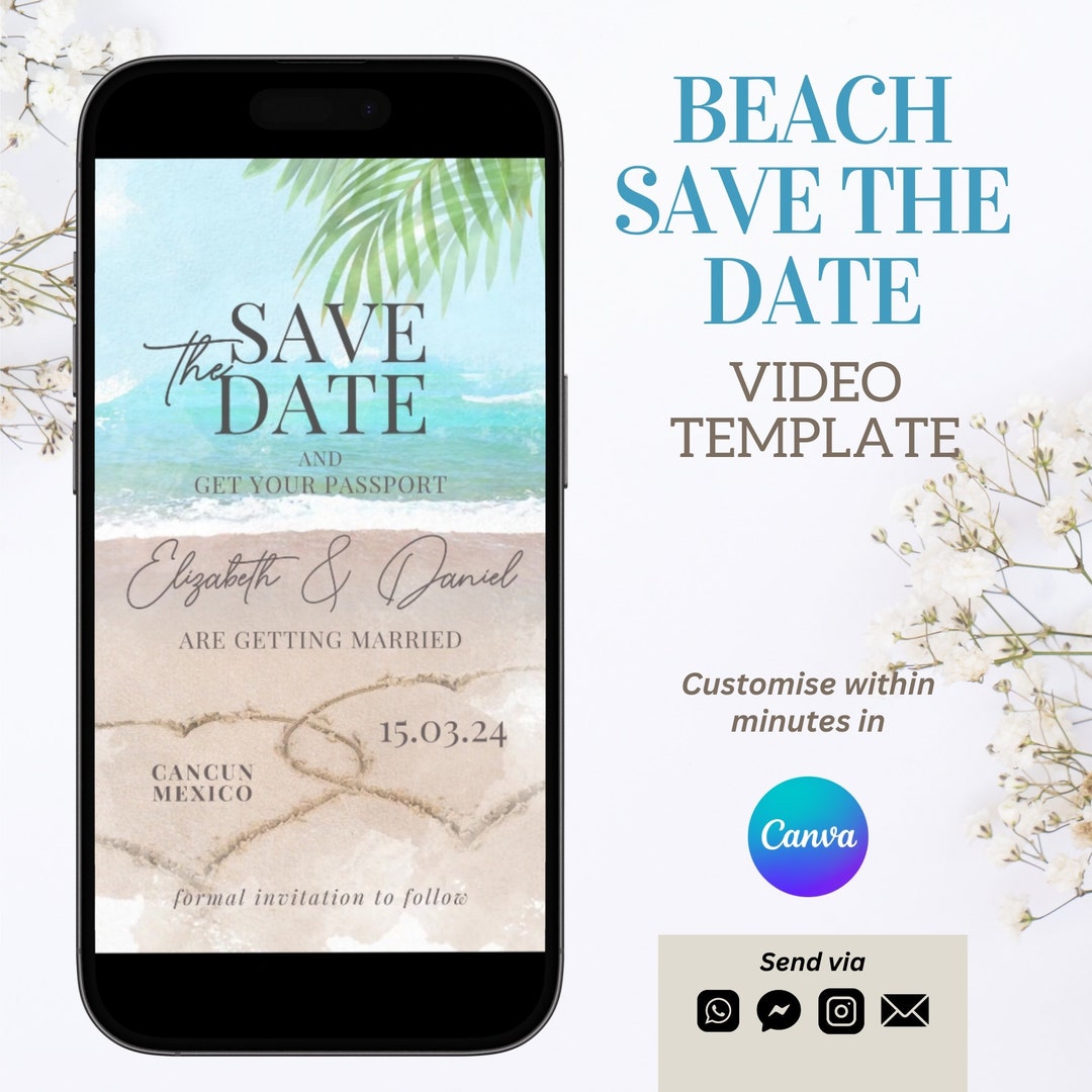 DIY Beach Save the Date Video Template, Destination Save the Date Video ...
