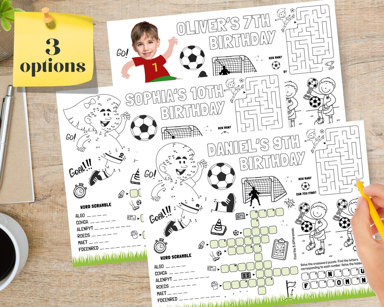 Soccer Birthday Activity Page Editable Template, Soccer Activity Sheet ...