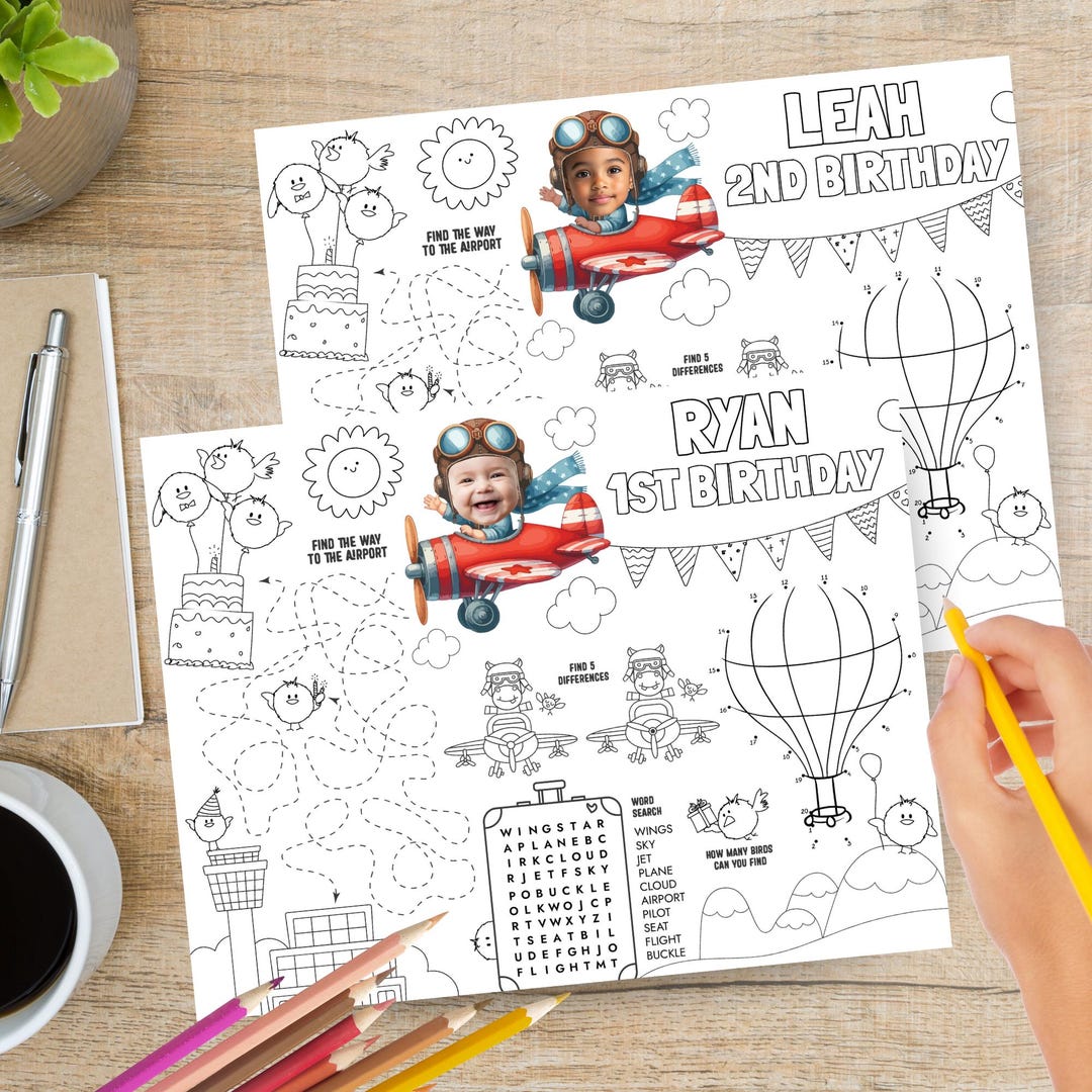 DIY Photo Pilot Activity Page, Face Aviator Coloring Sheet, Red Plane ...