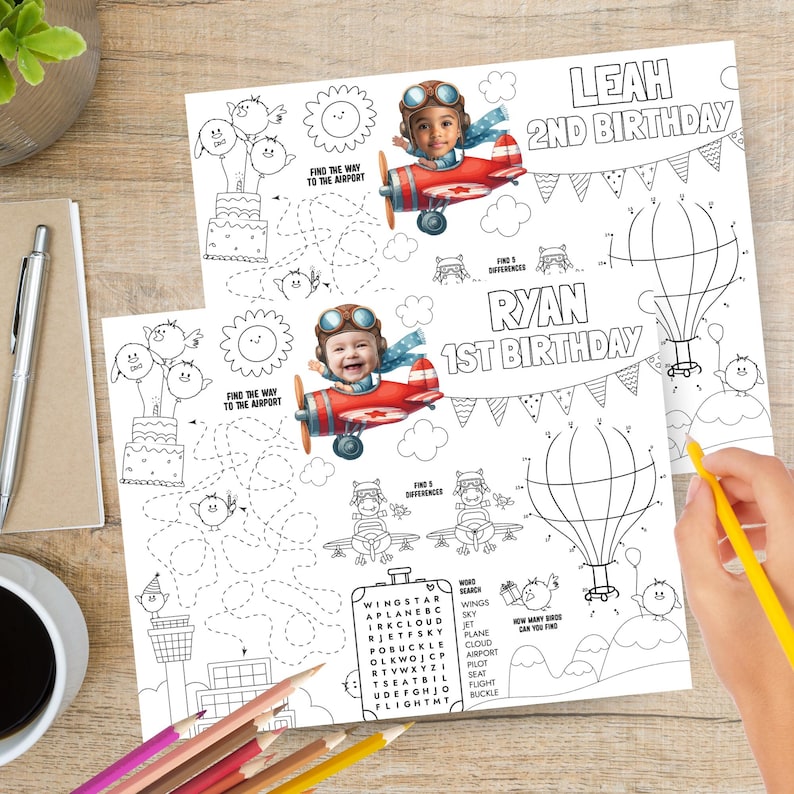 DIY Photo Pilot Activity Page, Face Aviator Coloring Sheet, Red Plane ...