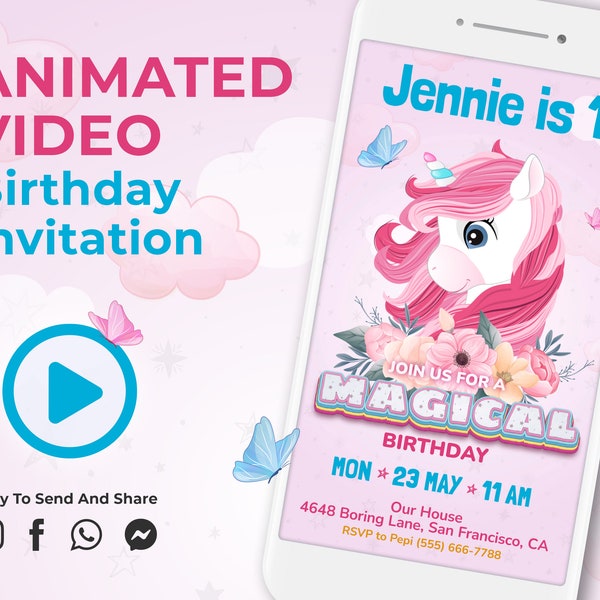 Unicorn Birthday E Invite - Etsy
