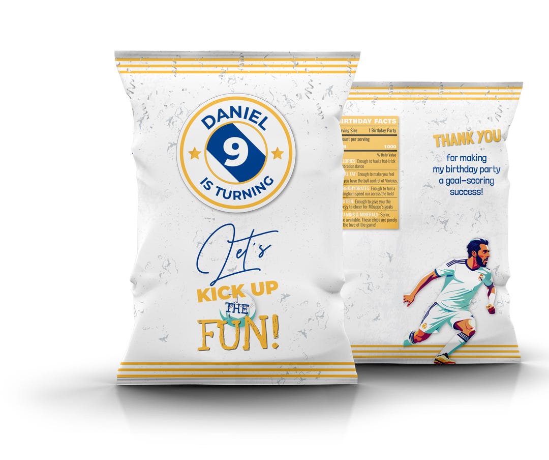 Soccer Chip Bag Editable Template, Birthday Party Chip Bag, Soccer ...