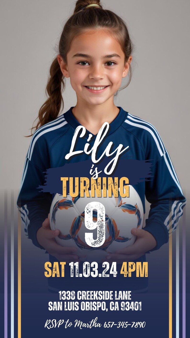 Soccer Birthday Invitation With Photo, Soccer Electronic Invite ...