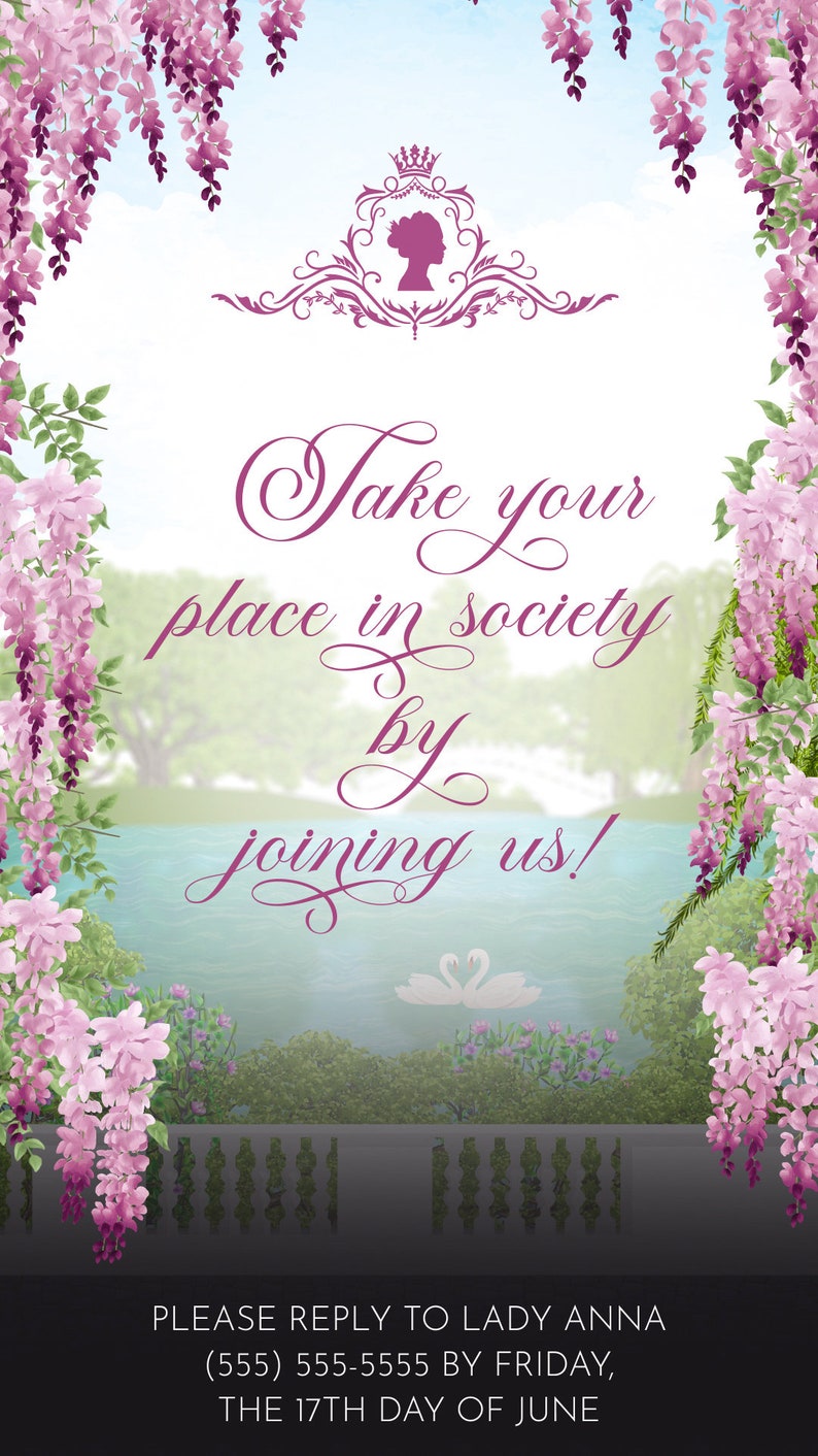 Regency Theme Bridal Shower Video Invitation, Pink Wisteria Birthday ...