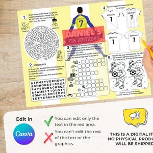 Ronaldo Themed Birthday Activity Page, Soccer Activity Sheet, Football ...