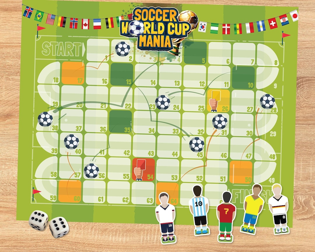 Soccer World Cup Board Game, Soccer Birthday Activity Game, Soccer ...