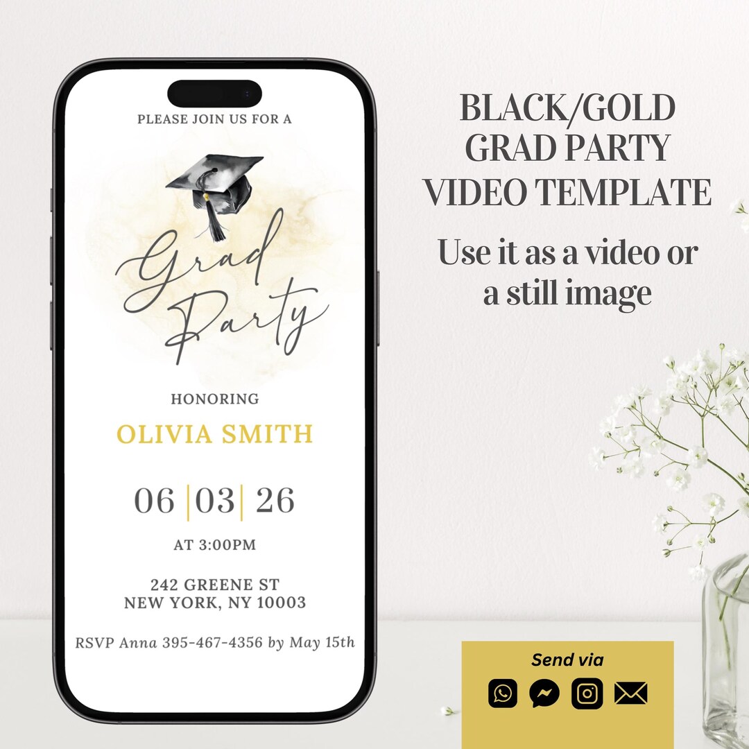 Graduation Party Video Template, Elegant Animated Invitation, DIY ...