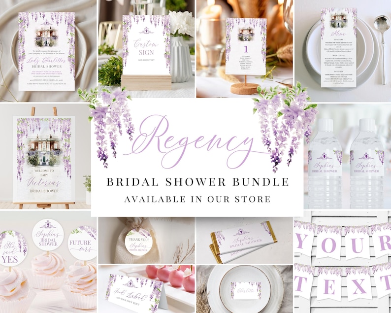 Regency Welcome Sign Template, Purple Wisteria Bridal Shower Welcome ...