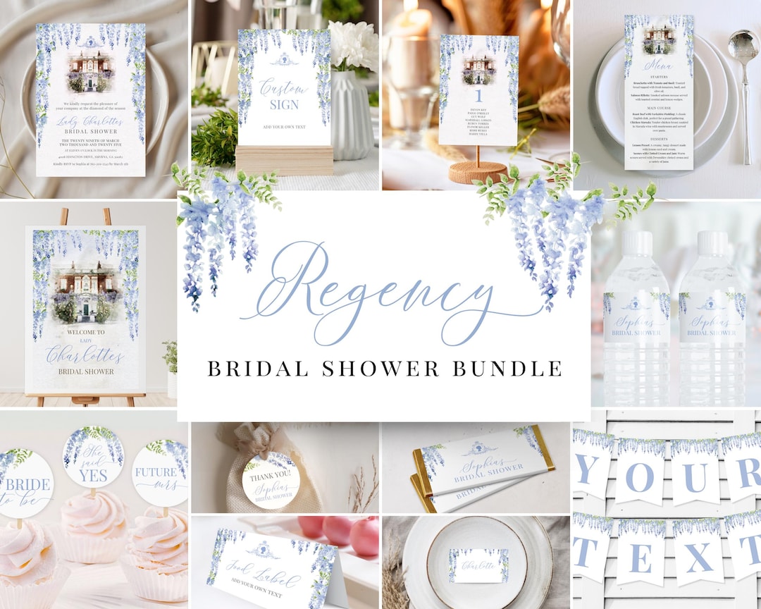 Regency Era Bridal Shower Invitation Bundle, Victorian Birthday ...