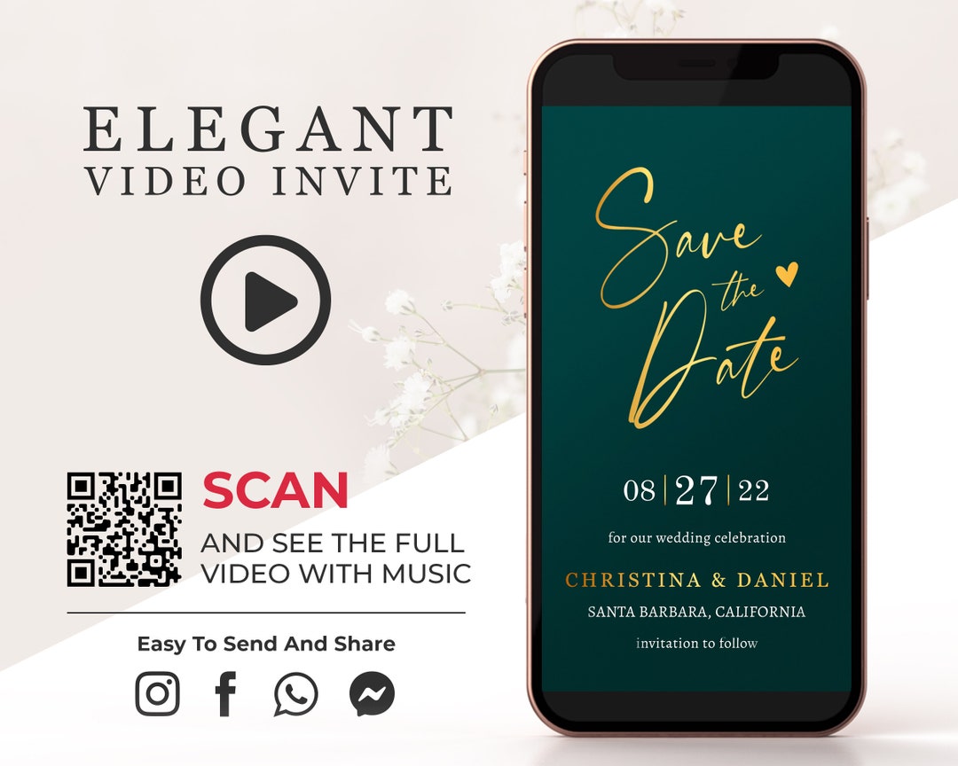 Minimal Save the Date Video Invitation, Digital Custom Animated E ...