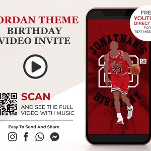 Jordan Theme Birthday Video Invitation Graduation Class of - Etsy