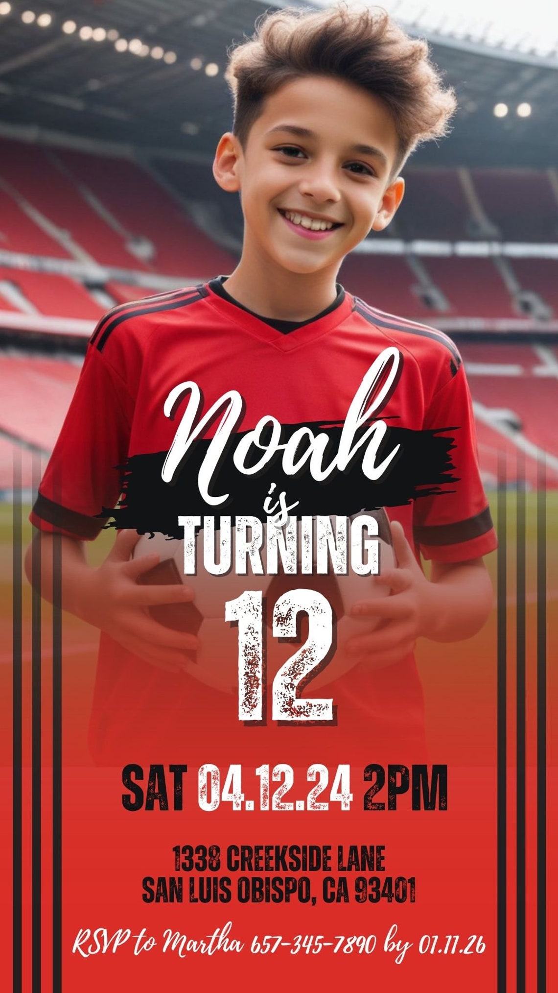 Soccer Birthday Invitation With Photo, Soccer Electronic Invite ...