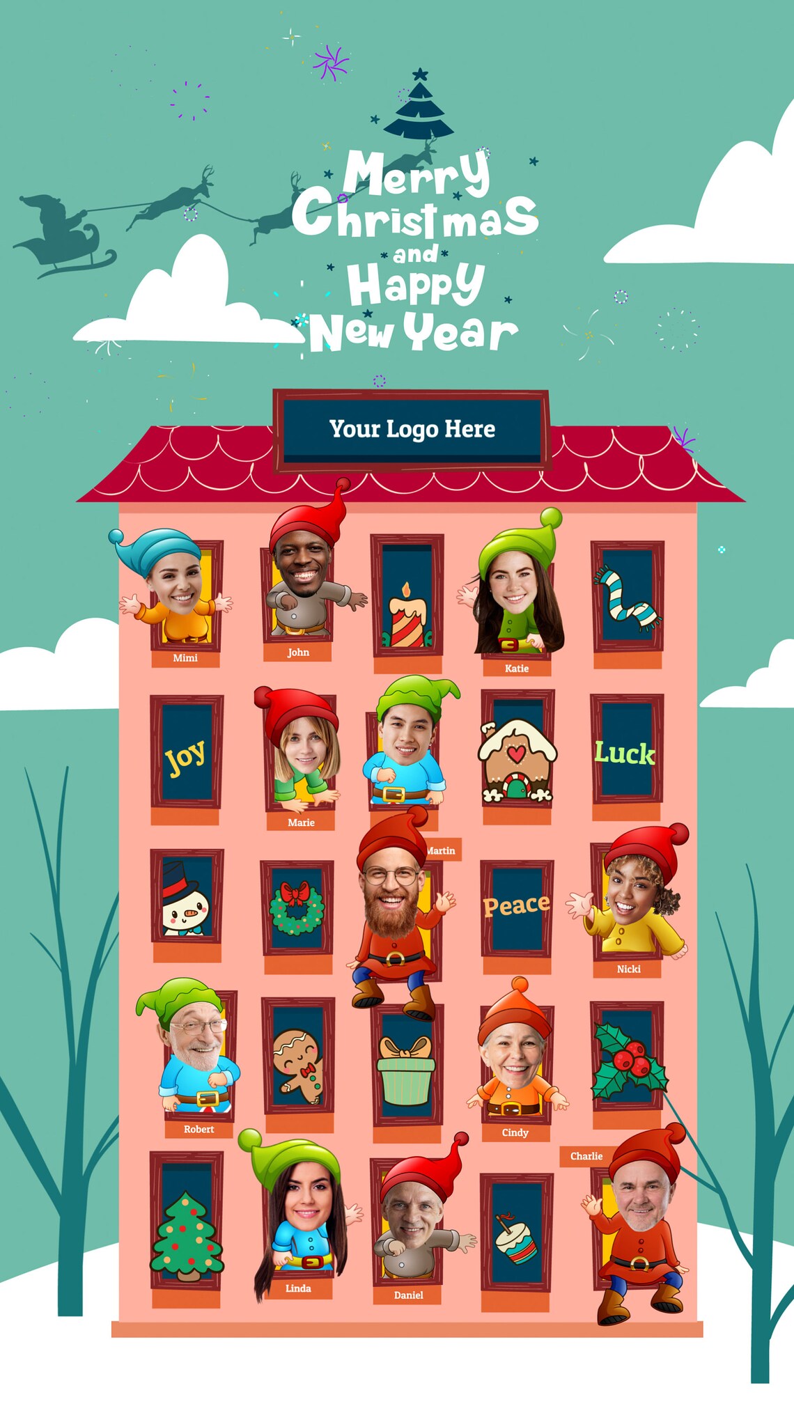 Corporate Employee Christmas Video Greeting Card, Company Group Holiday ...