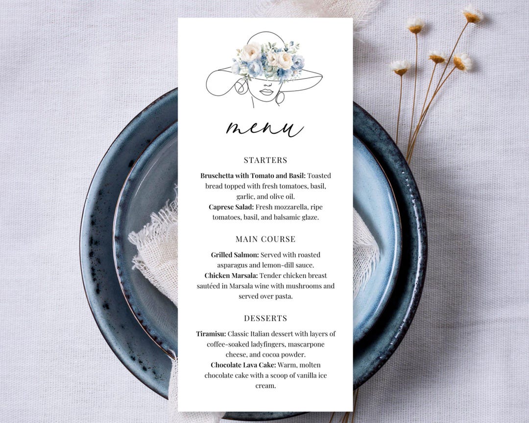 Kentucky Derby Menu Card Template, Derby Hat Party Menu List Editable ...