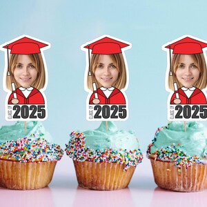 Graduation Cupcake Toppers With Photo, Class of 2025 Cupcake Toppers ...