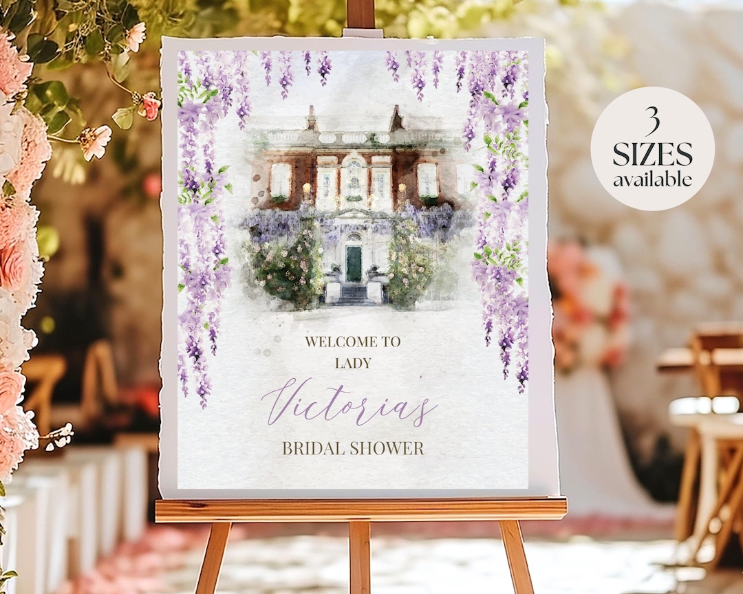 Regency Welcome Sign Template, Purple Wisteria Bridal Shower Welcome ...
