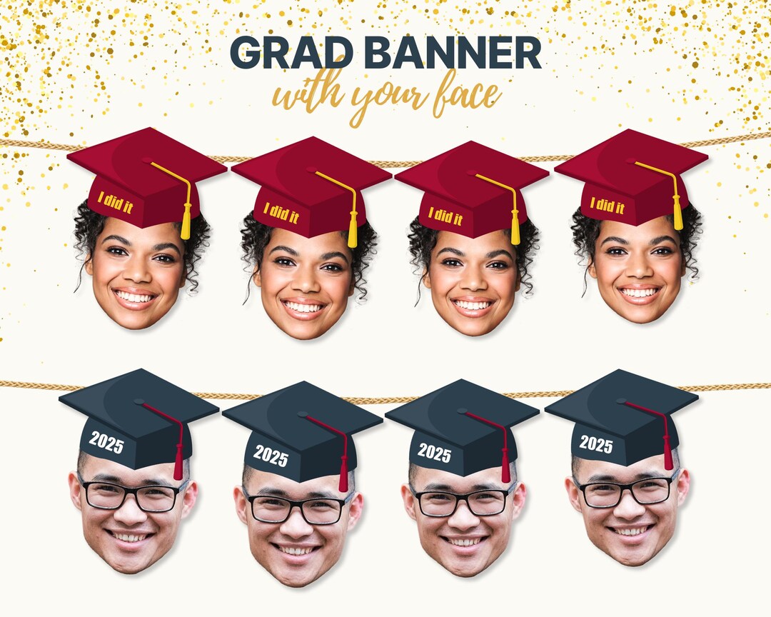 Graduation Face Banner Template, DIY Class of 2025 Personalised Photo ...