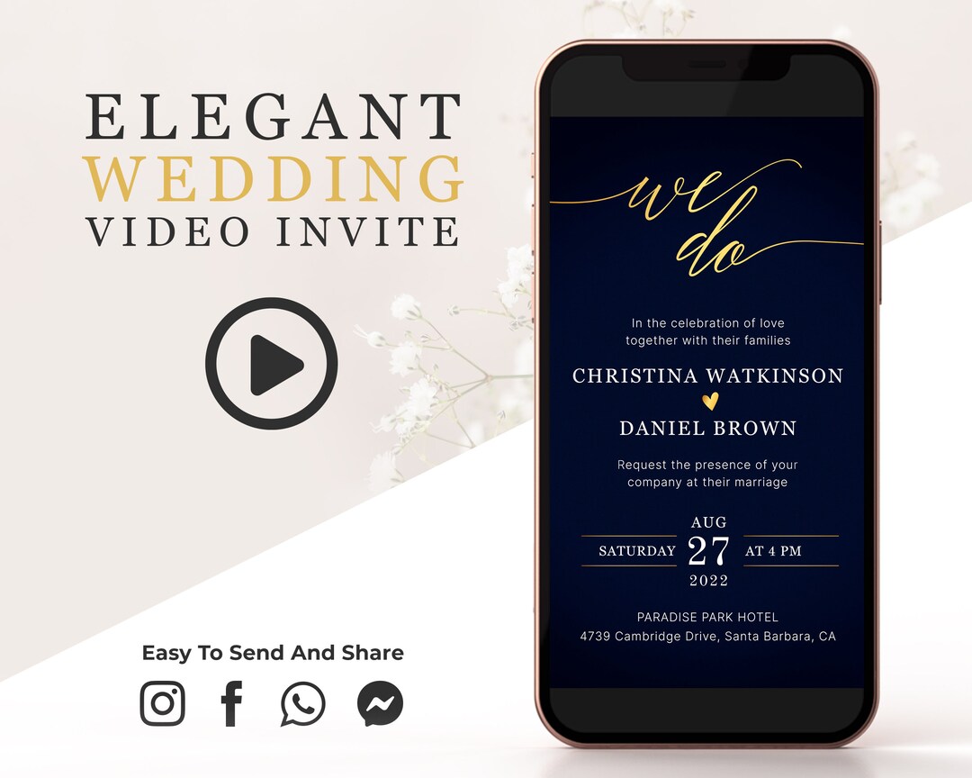 Minimal Wedding Video Invitation, Digital Custom Animated E Wedding ...
