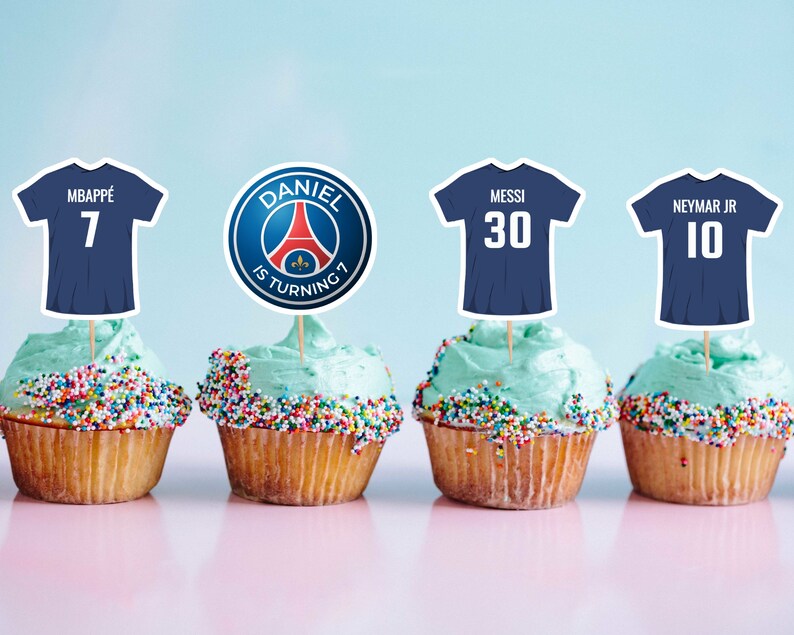 PSG Jersey Cupcake Toppers Paris Saint-germain Birthday - Etsy