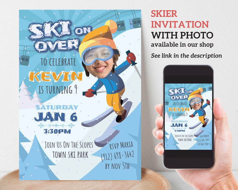 Siblings Photo Snow Tubing Birthday Invitation, Twins Holiday Invite ...