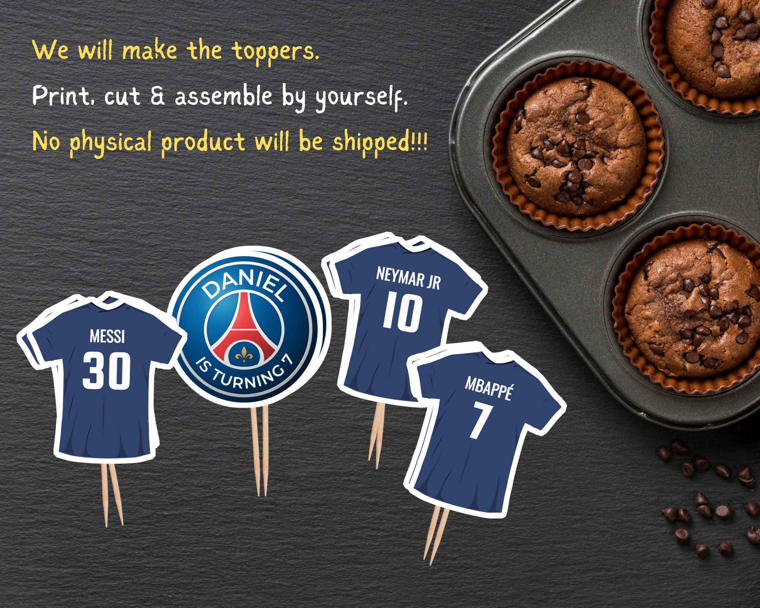 PSG Jersey Cupcake Toppers Paris Saint-germain Birthday - Etsy
